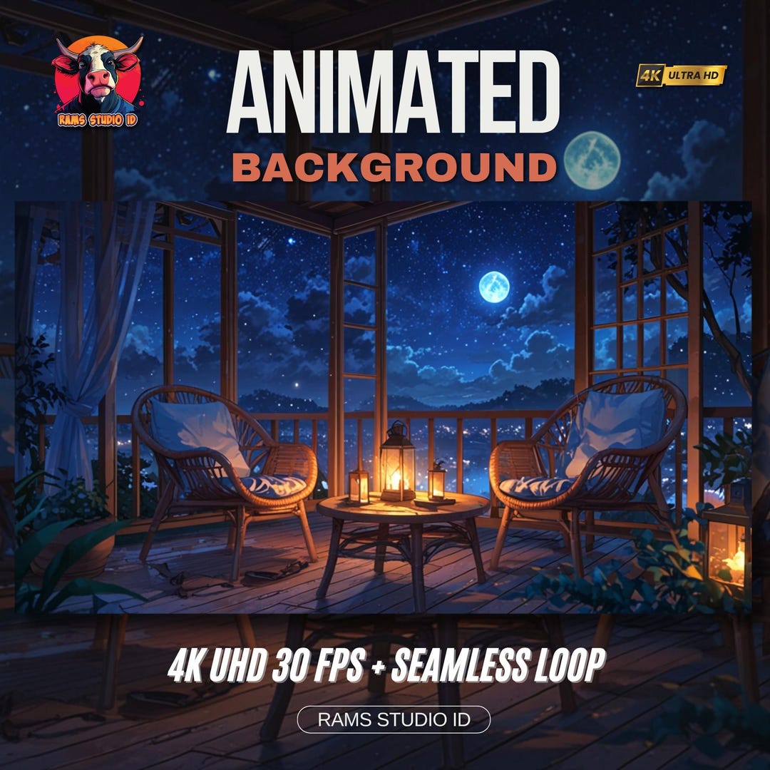 Animated Background | Cozy Balcony Night With a Starry Sky | Seamless ...