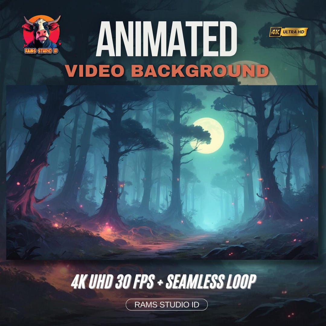 Animated Enchanted Forest Vtuber Background: Full Moon Stream Overlay ...