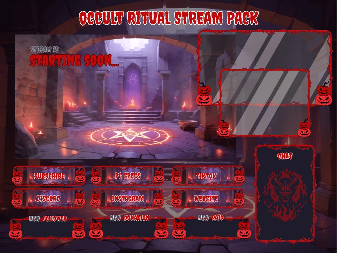 Occult Ritual Room Twitch Stream Overlay Pack: Animated Gothic ...