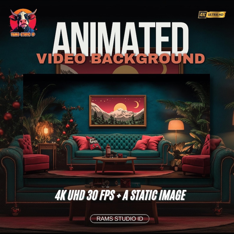 Animated Background of Christmas Living Room Decoration – Seamless ...