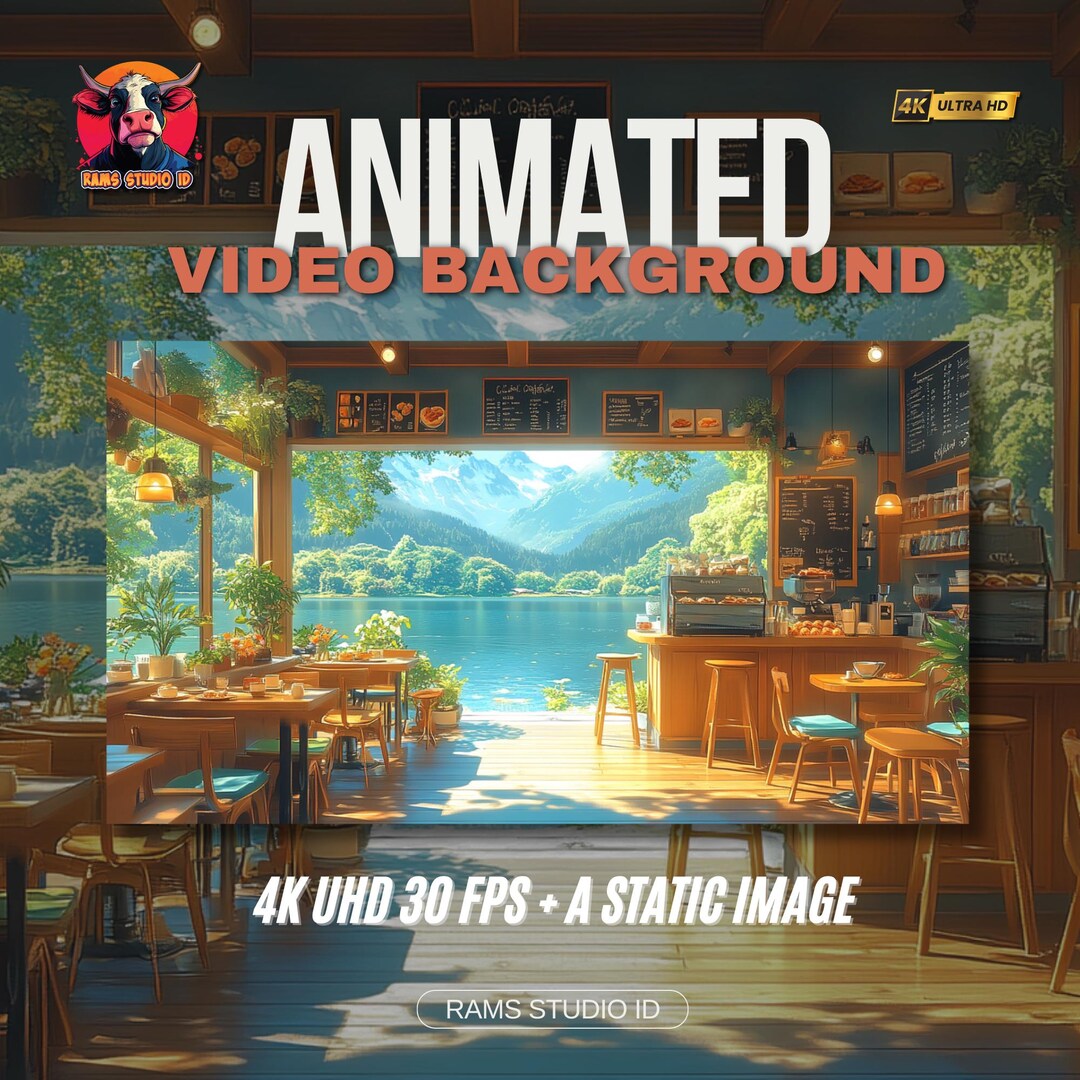 Animated Loop Background of Warm and Cozy Cafe by the Lake | Seamless ...
