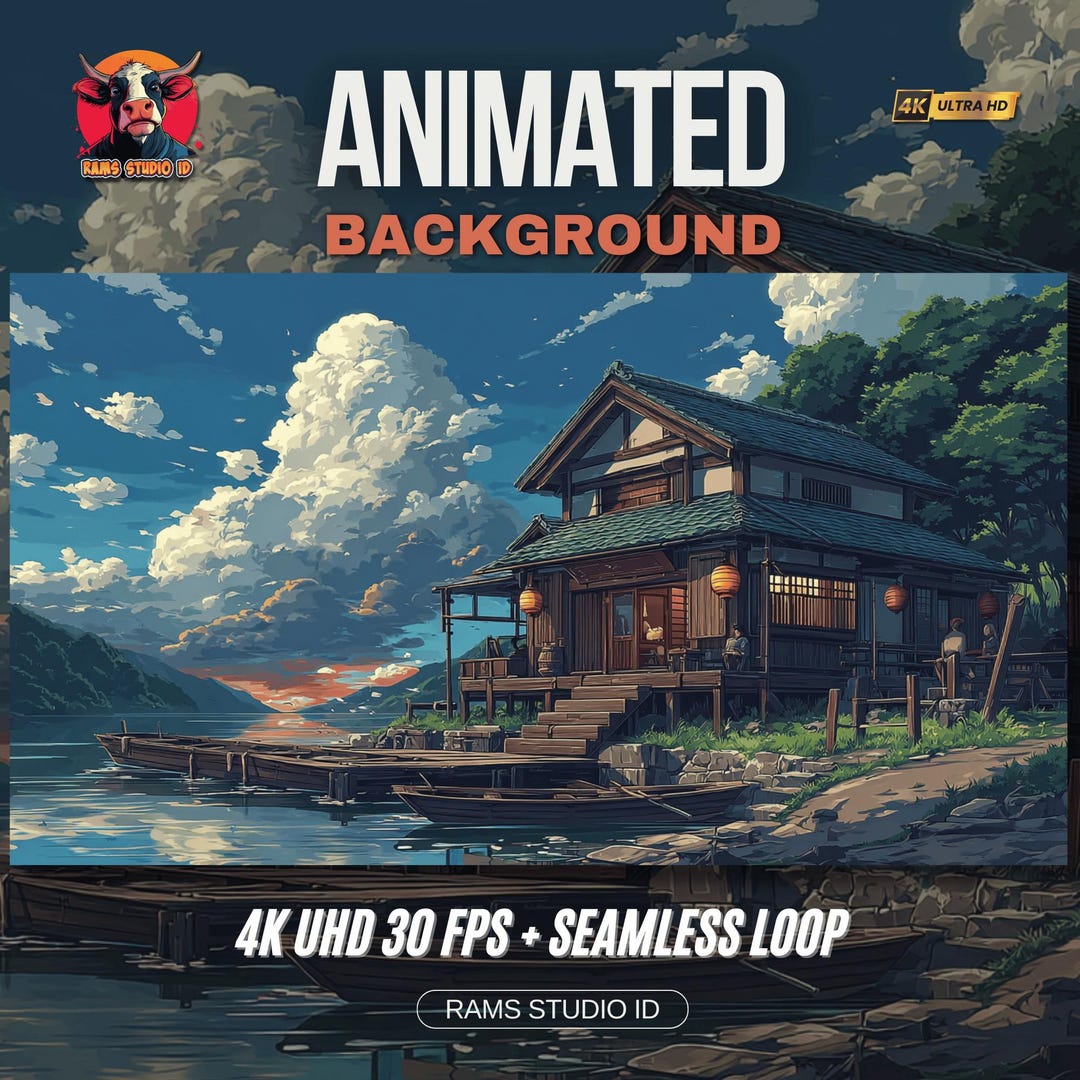 Animated Japanese Lakeside Hut Virtual Background: 4K Streaming Loop ...