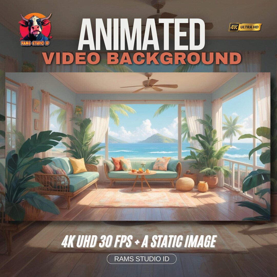 Virtual Animated Scene | Cozy Streaming Room With Rattan Furniture ...