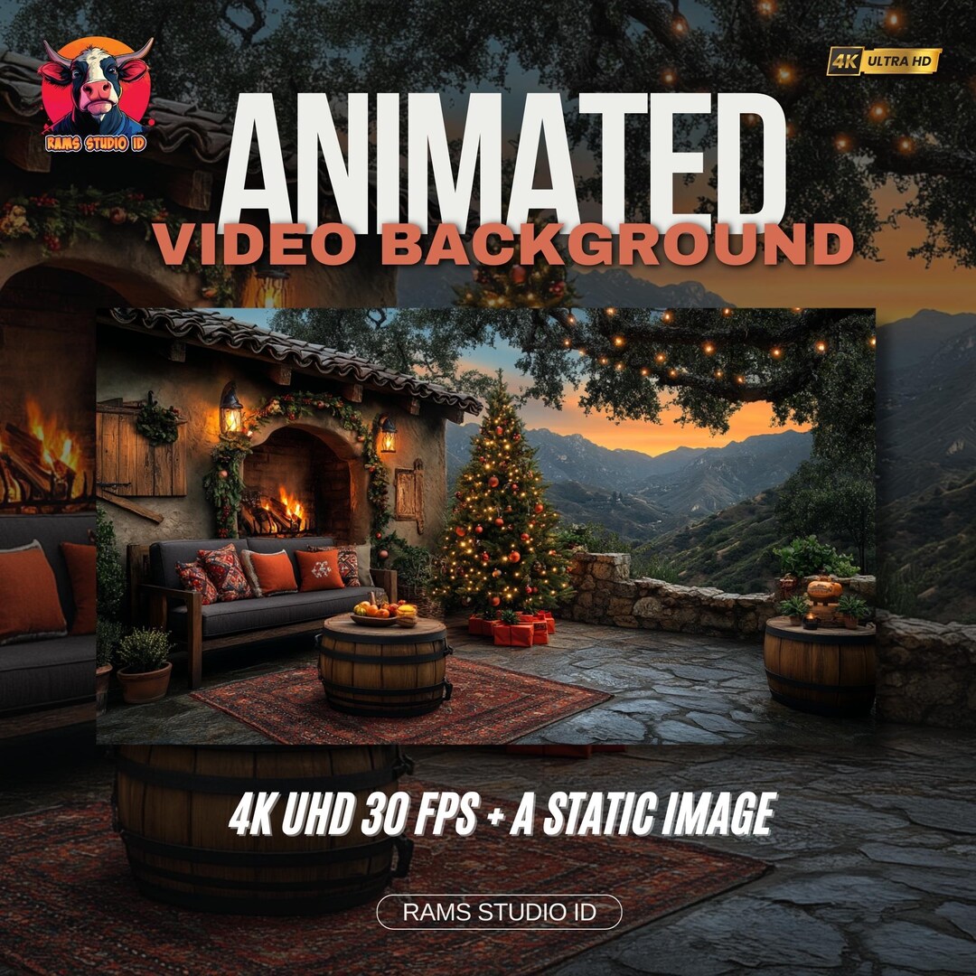 Animated Video Background Rustic Christmas With Fireplace Seamless ...