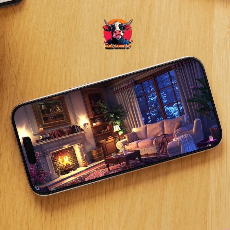 Animated Background of Cozy Living Room by the Fireplace Seamless ...