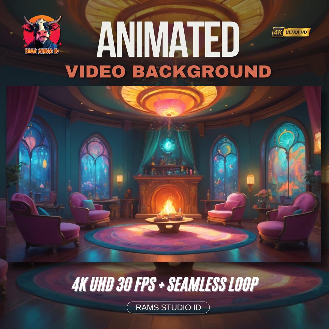 Cozy Loop Animation | Fantasy Lounge With a Circular Fireplace ...