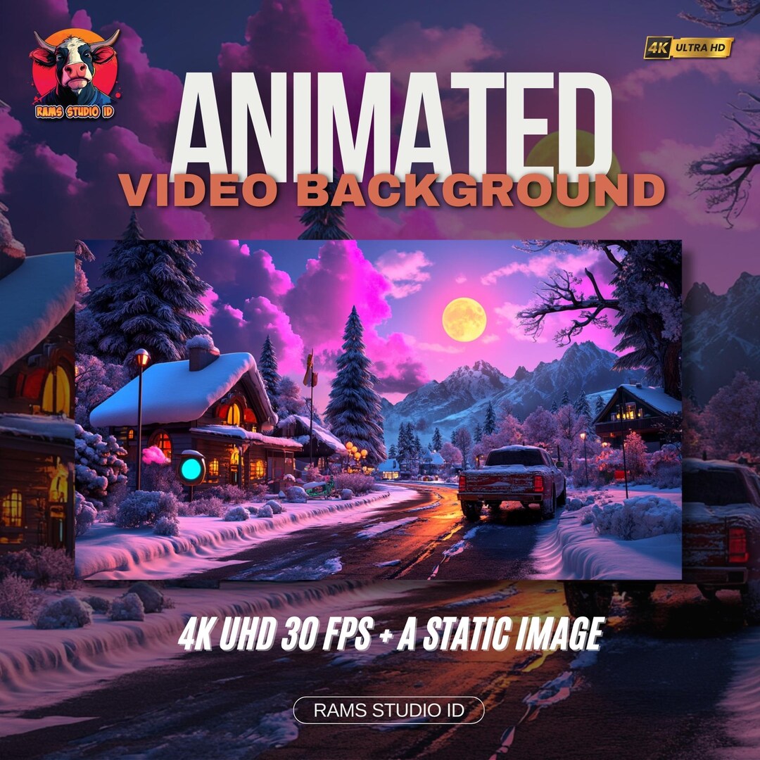 Animated Virtual Background | Village Road in Winter | Seamless Looping ...