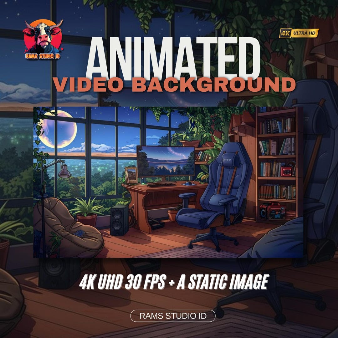 Animated Loop Background | Gaming Haven Under the Moonlight | Seamless ...