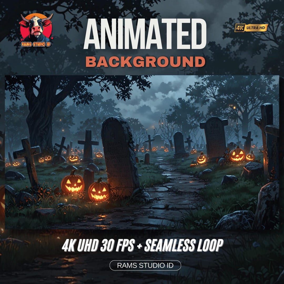 Animated Background | Foggy Graveyard Walk With Jack-o'-lanterns ...