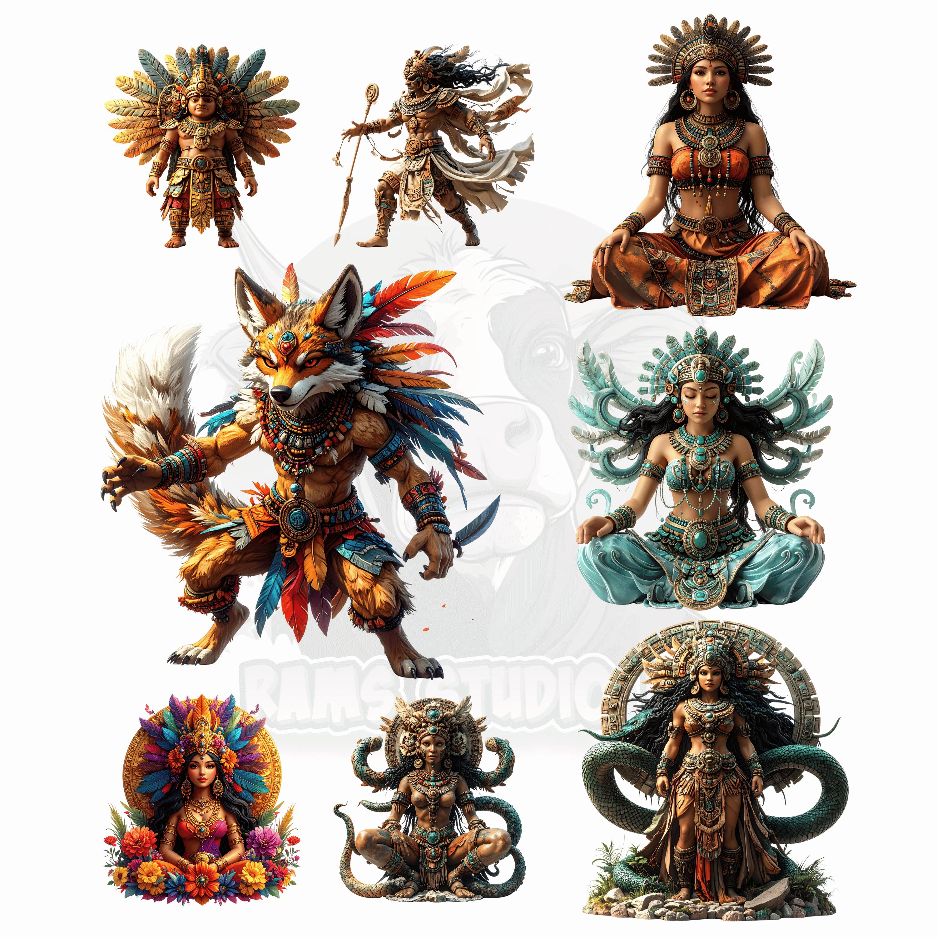 Aztec Pantheon Deities Clipart – Mesoamerican Mythology PNG Bundle ...