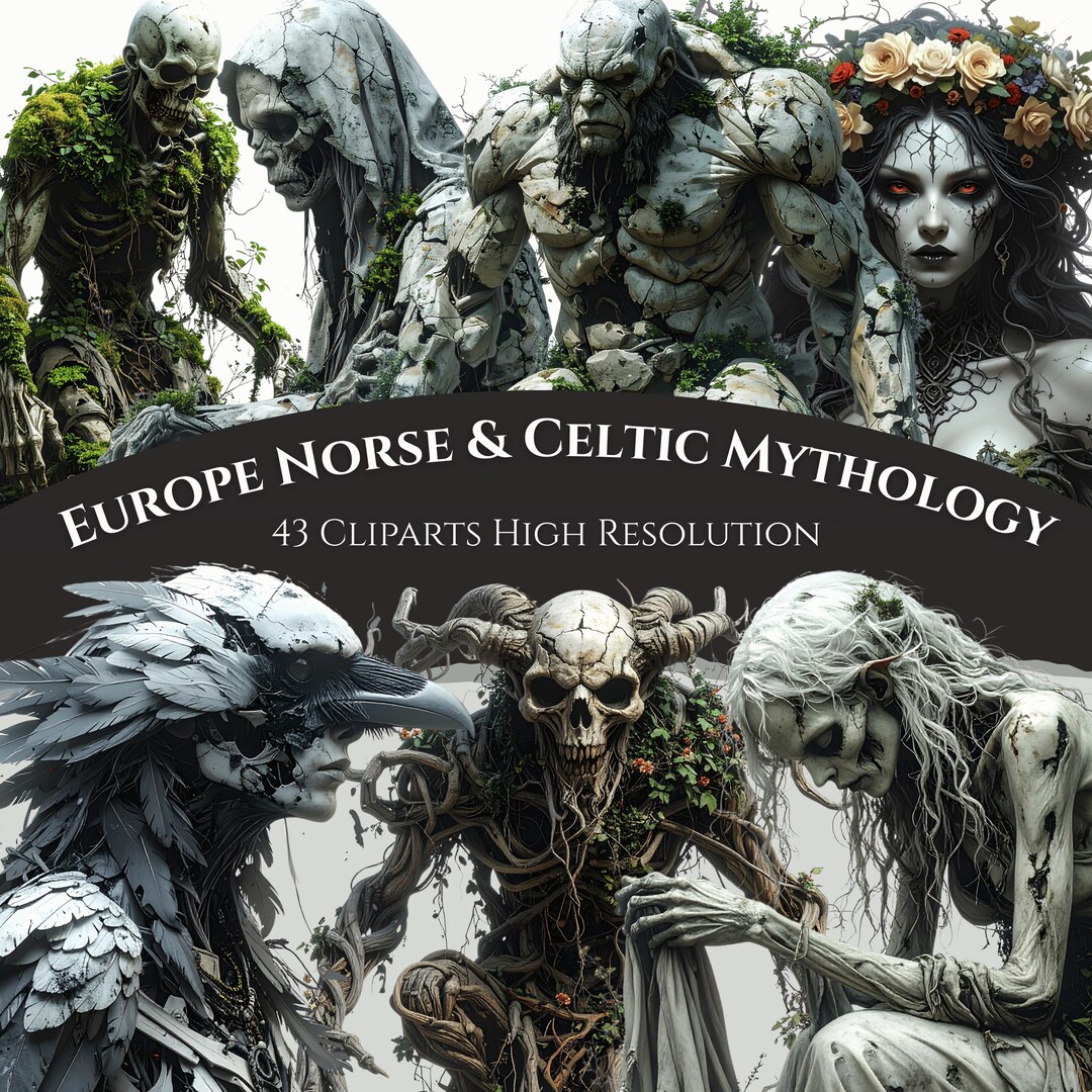 European Norse Celtic Mythology Clipart Bundle – Ancient Myth PNG Set ...