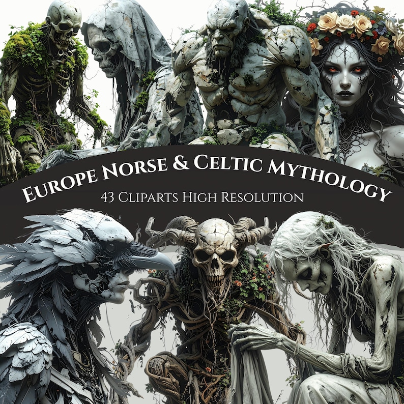 European Norse Celtic Mythology Clipart Bundle – Ancient Myth PNG Set ...