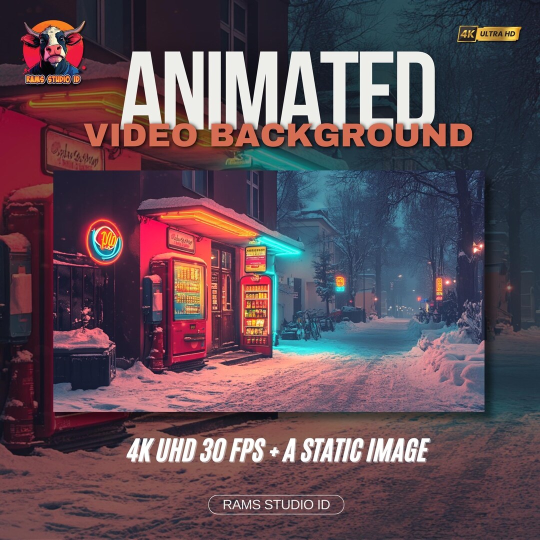 Animated Virtual Background | Street Shops in Winter | Seamless Looping ...