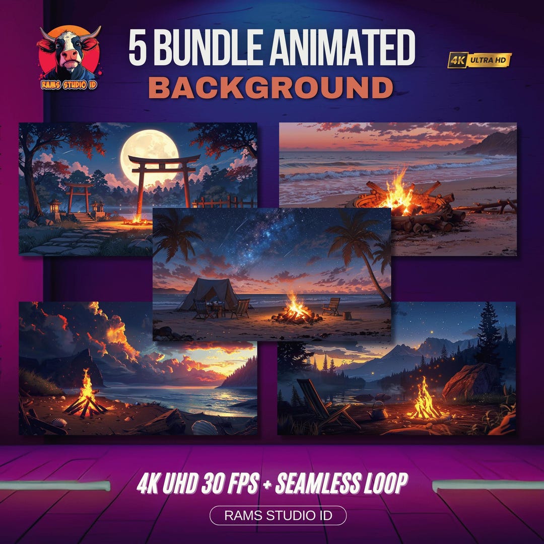 Animated Campfire & Nature Stream Backgrounds: 4K Looping Scenes ...