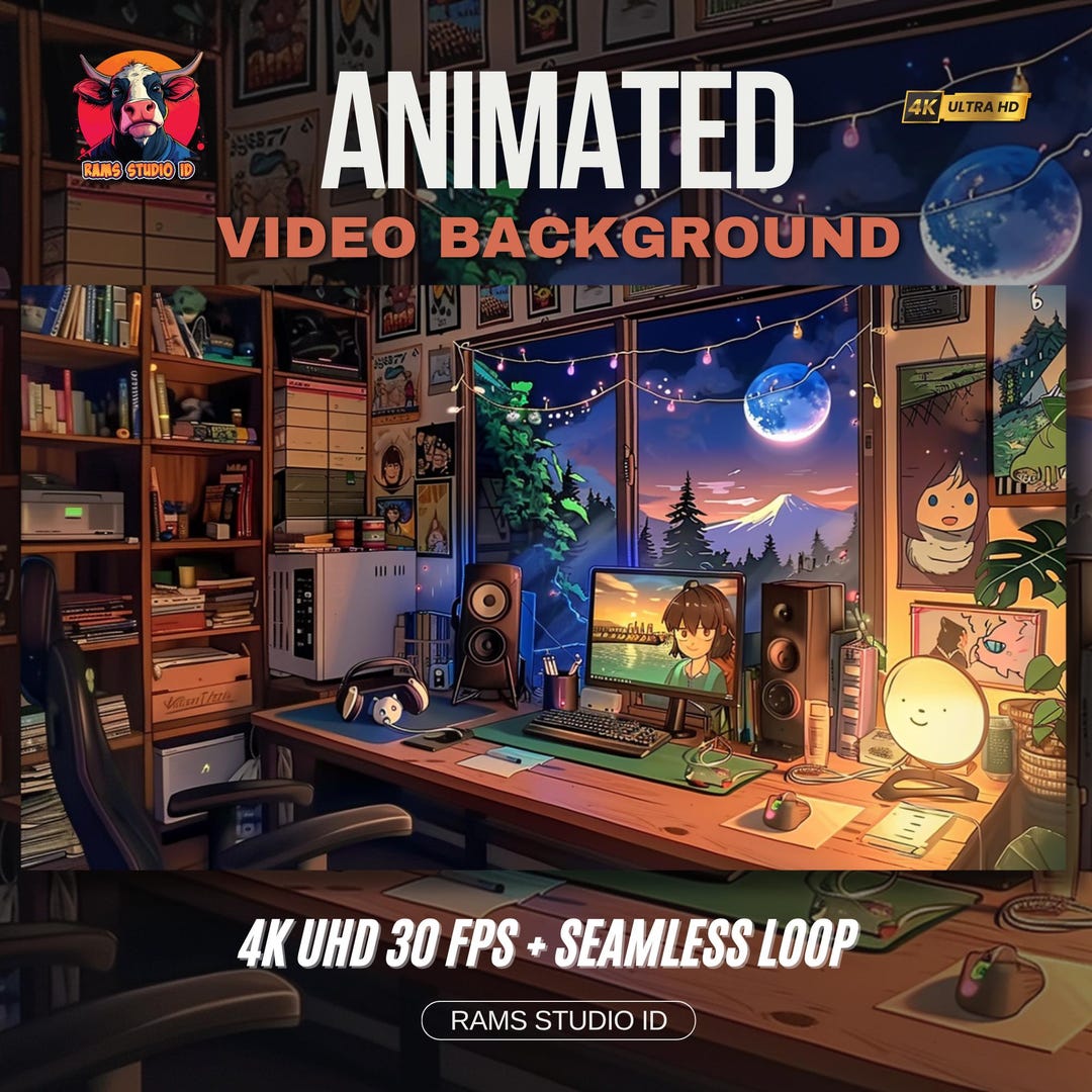 Seamless Loop Animation | Soft Pastel Themed Streaming Room | Streaming ...