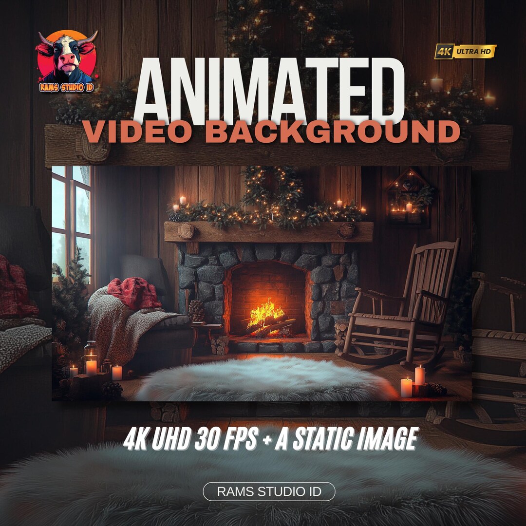 Animated Loop Background Cozy Winter Retreat by the Fireplace Seamless ...