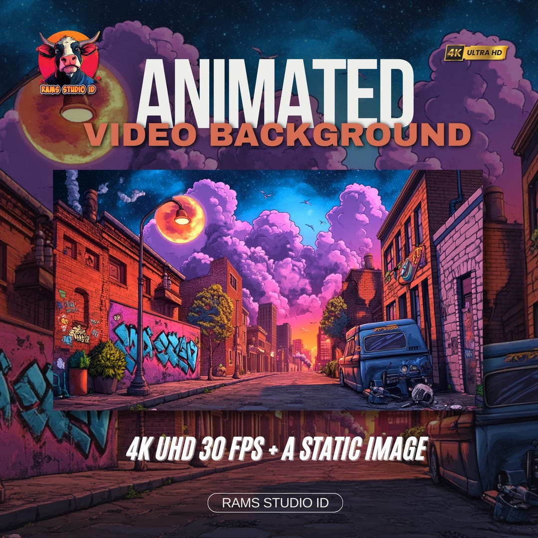 Animated Loop Background of Graffiti Dreams in a Futuristic Slum ...