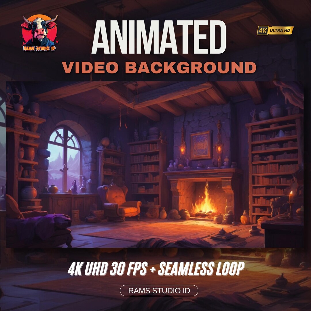 Animated Background | Dark Ritual Chamber With a Glowing Fireplace ...