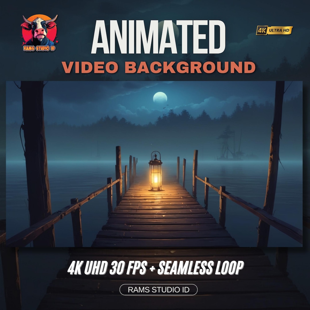 Animated Haunted Dock Stream Background: Midnight Lantern (MP4 Digital ...