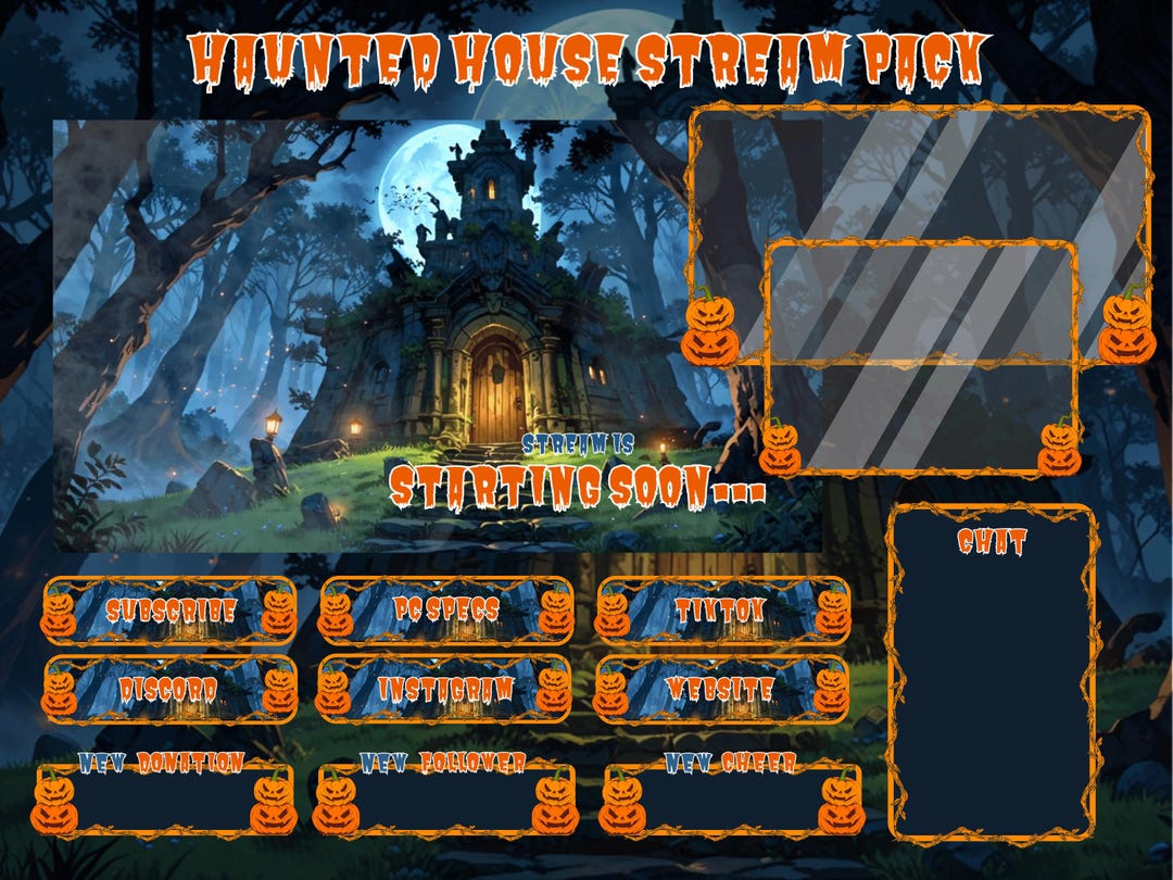 Haunted House Twitch Stream Overlay Pack: Animated Halloween Scenes ...
