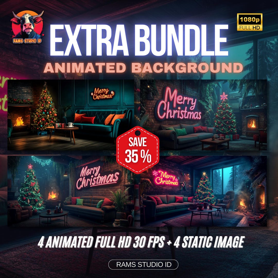 Extra Bundle Animated Background Modern Living Room With a Christmas ...