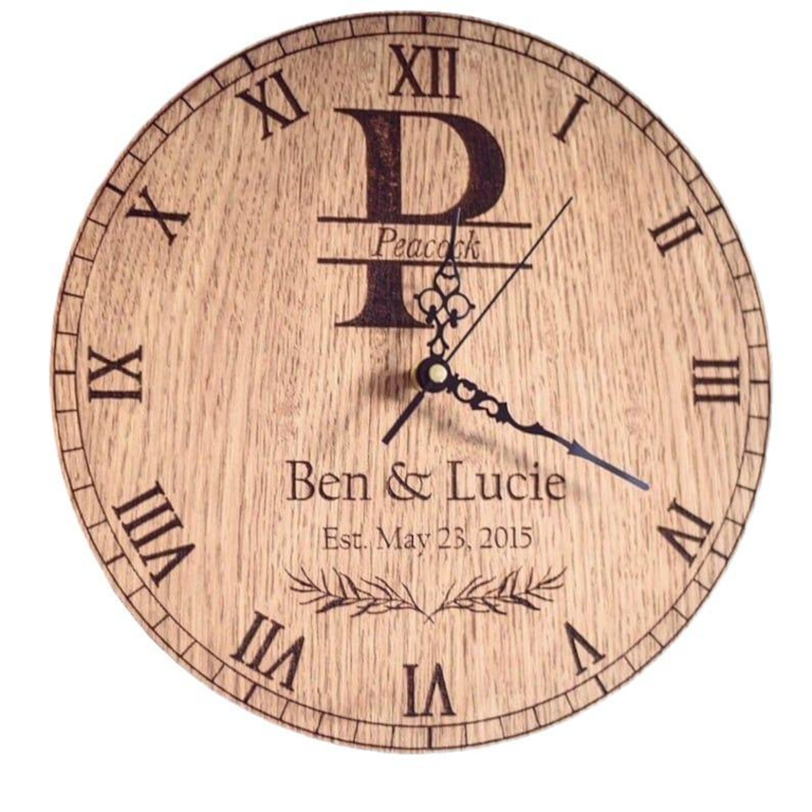 Custom Wooden Clocks,personalized Clocks,engraved Name Clocks,memorial ...