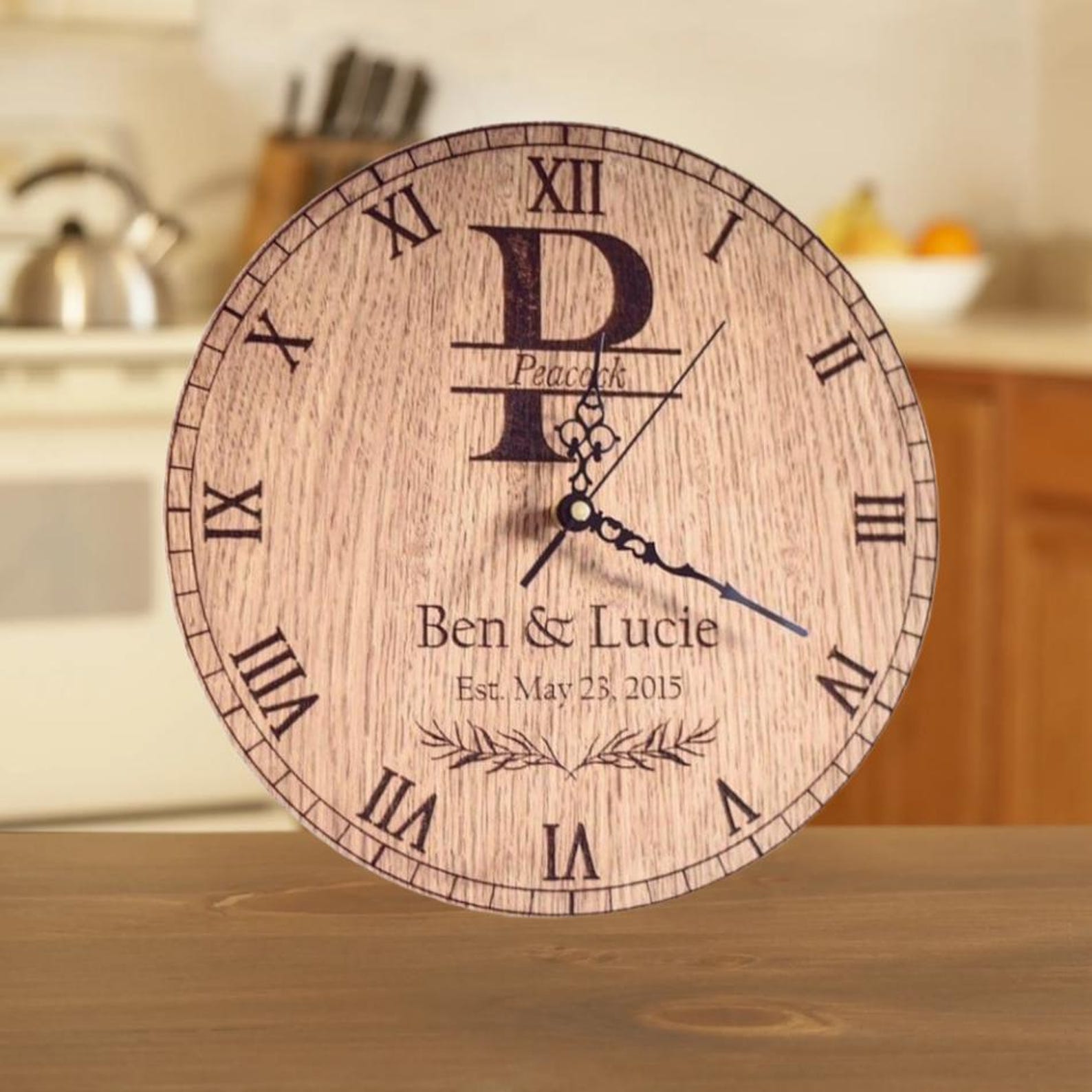 Custom Wooden Clocks,personalized Clocks,engraved Name Clocks,memorial ...