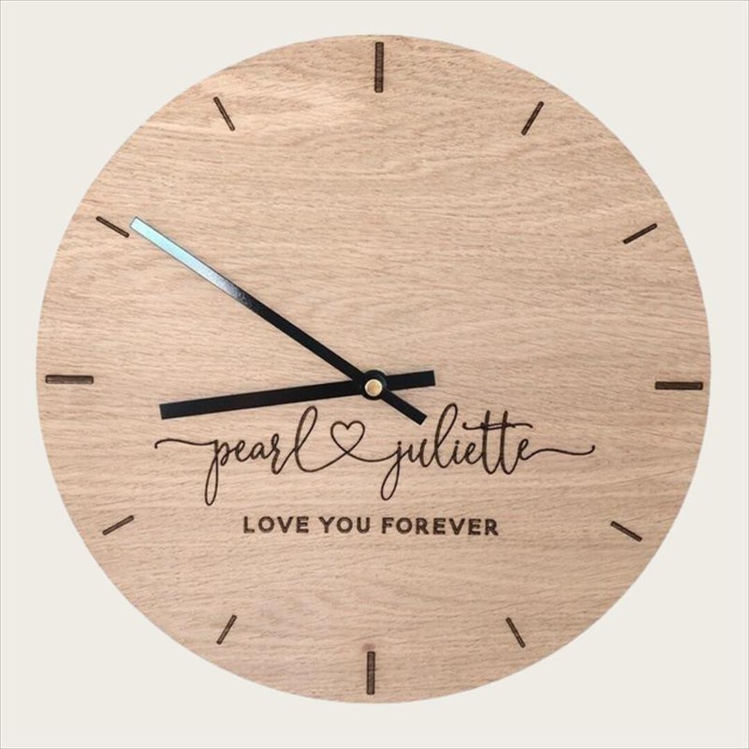 Custom Wooden Clocks,minimalist Clock,unique Wall Clock,engraved Wood ...