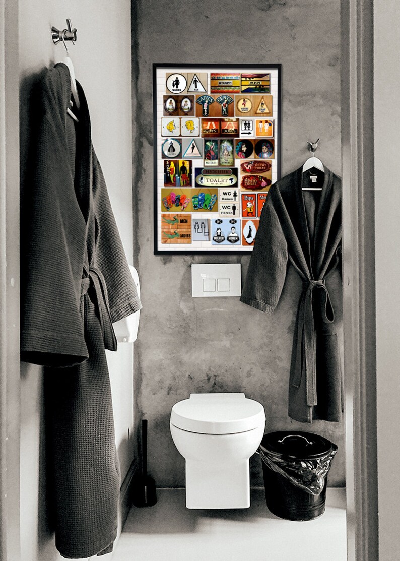 Funny Bathroom Posters, International Signs, Bathroom Decor, Poster ...