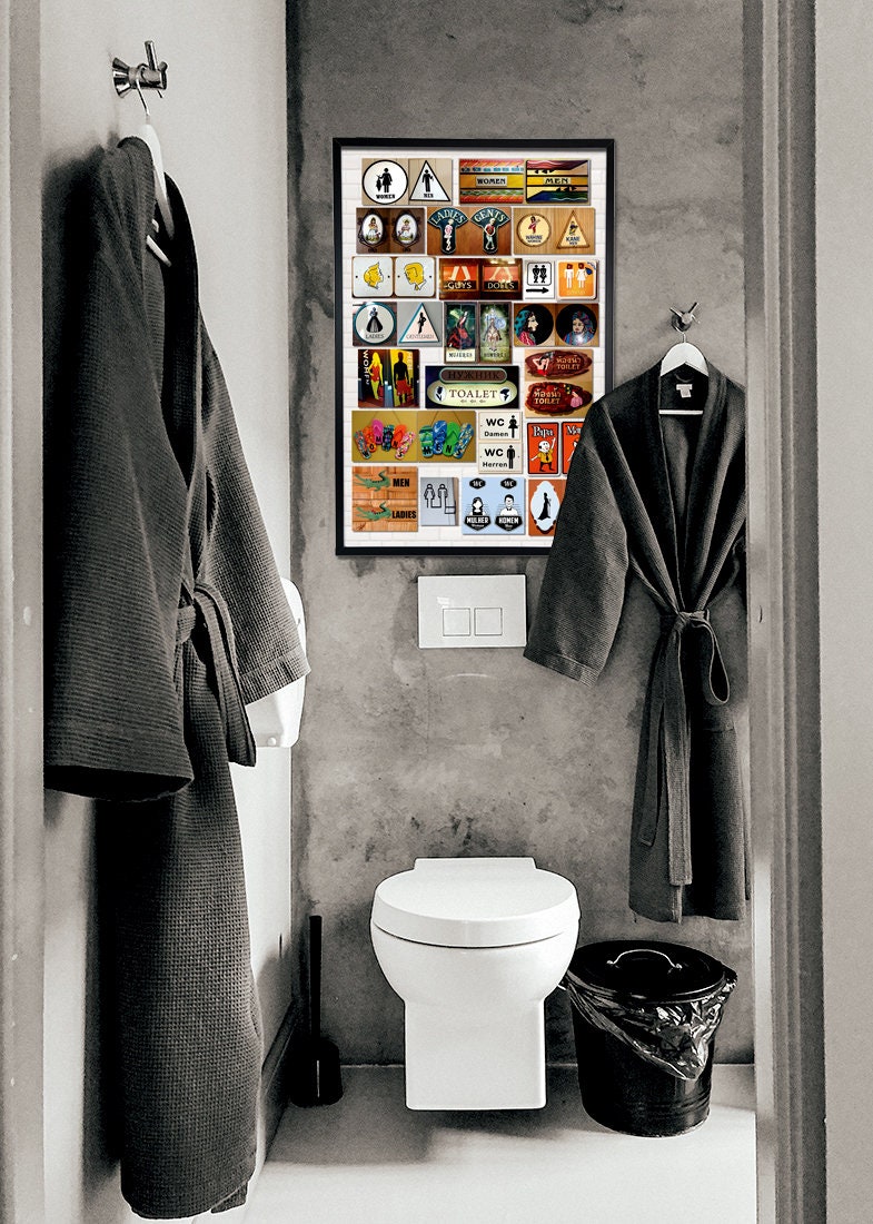 Funny Bathroom Posters, International Signs, Bathroom Decor, Poster ...