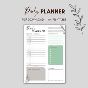 Daily Planner | A4 Printable - Etsy