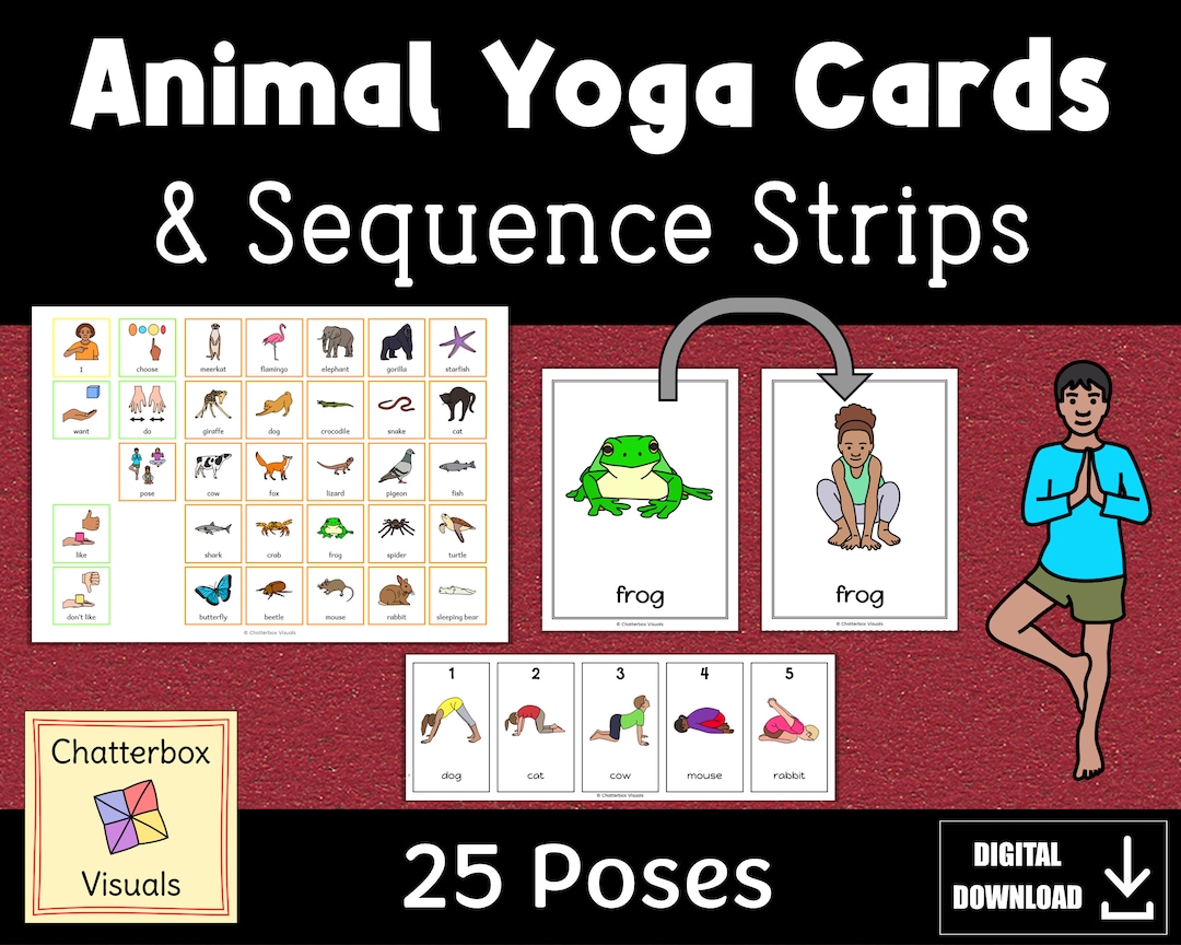 Printable Animal Yoga Cards and Sequence Strips 25 Poses - Etsy