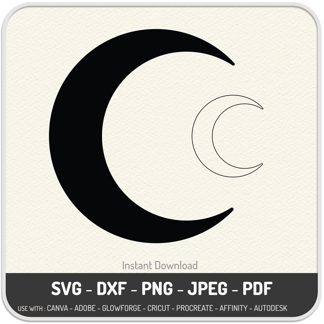 Moon Crescent / Halfmoon SVG DXF: Laser Cut, Vinyl, Printable (digital ...