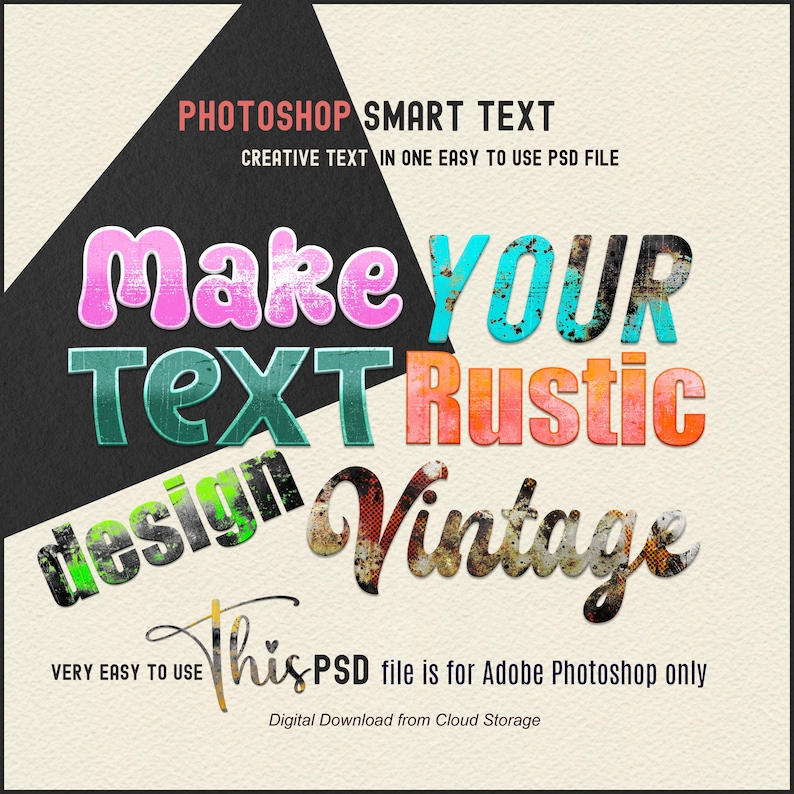 PHOTOSHOP TEXT PSD Editable Template + Layers + Smart Effects Ready to ...