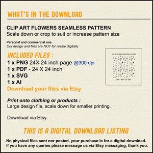 SEAMLESS Repeat FLORAL PATTERN. Printable Clip Art Flowers Pattern in ...