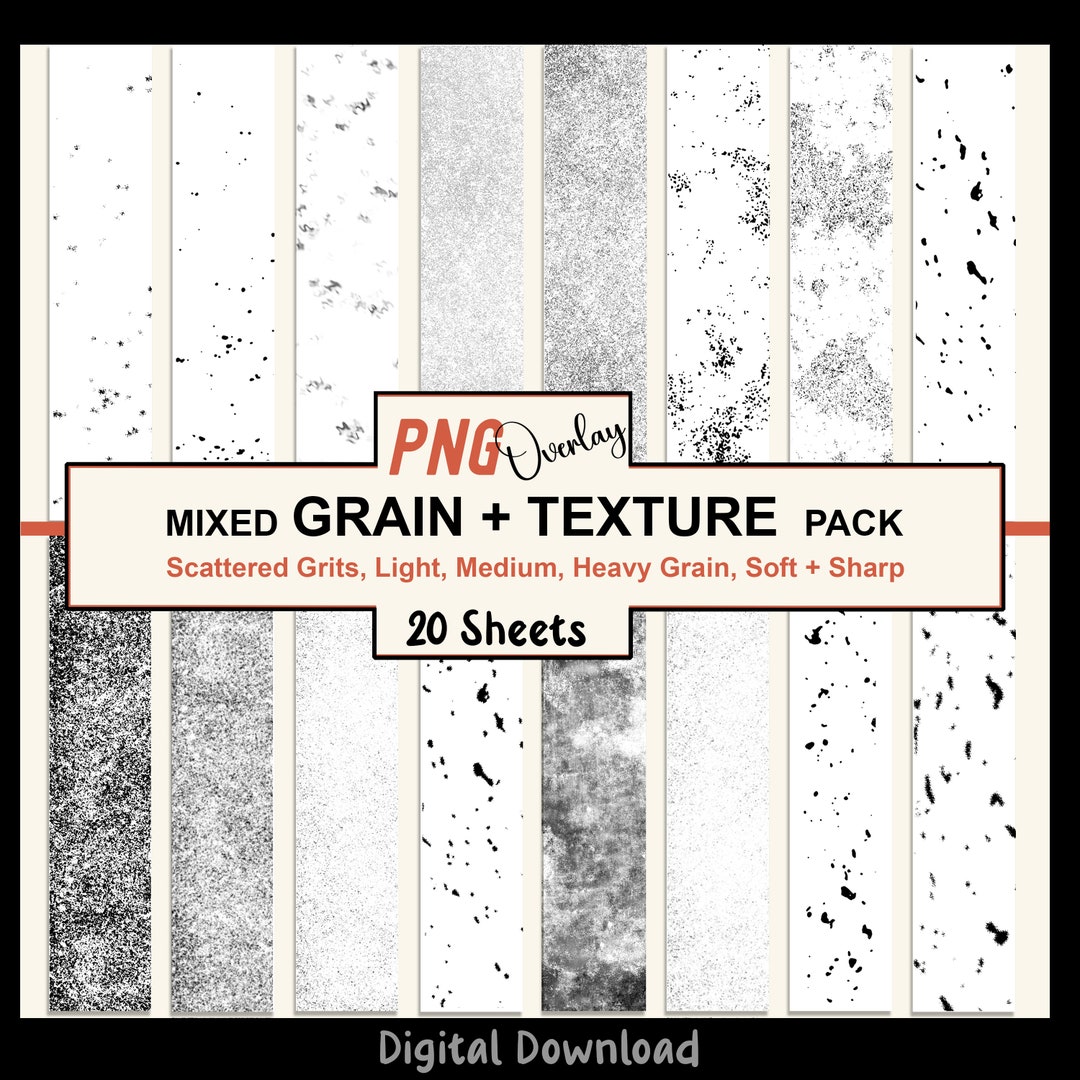 GRAIN GRIT TEXTURE Overlay Bundle X 20 Raster Pack Light, Medium, Heavy ...