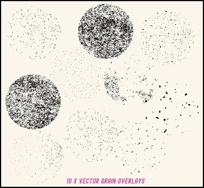 VECTOR GRAIN TEXTURE Overlay Pack, Black Grain + Grit Bundle X 10 ...