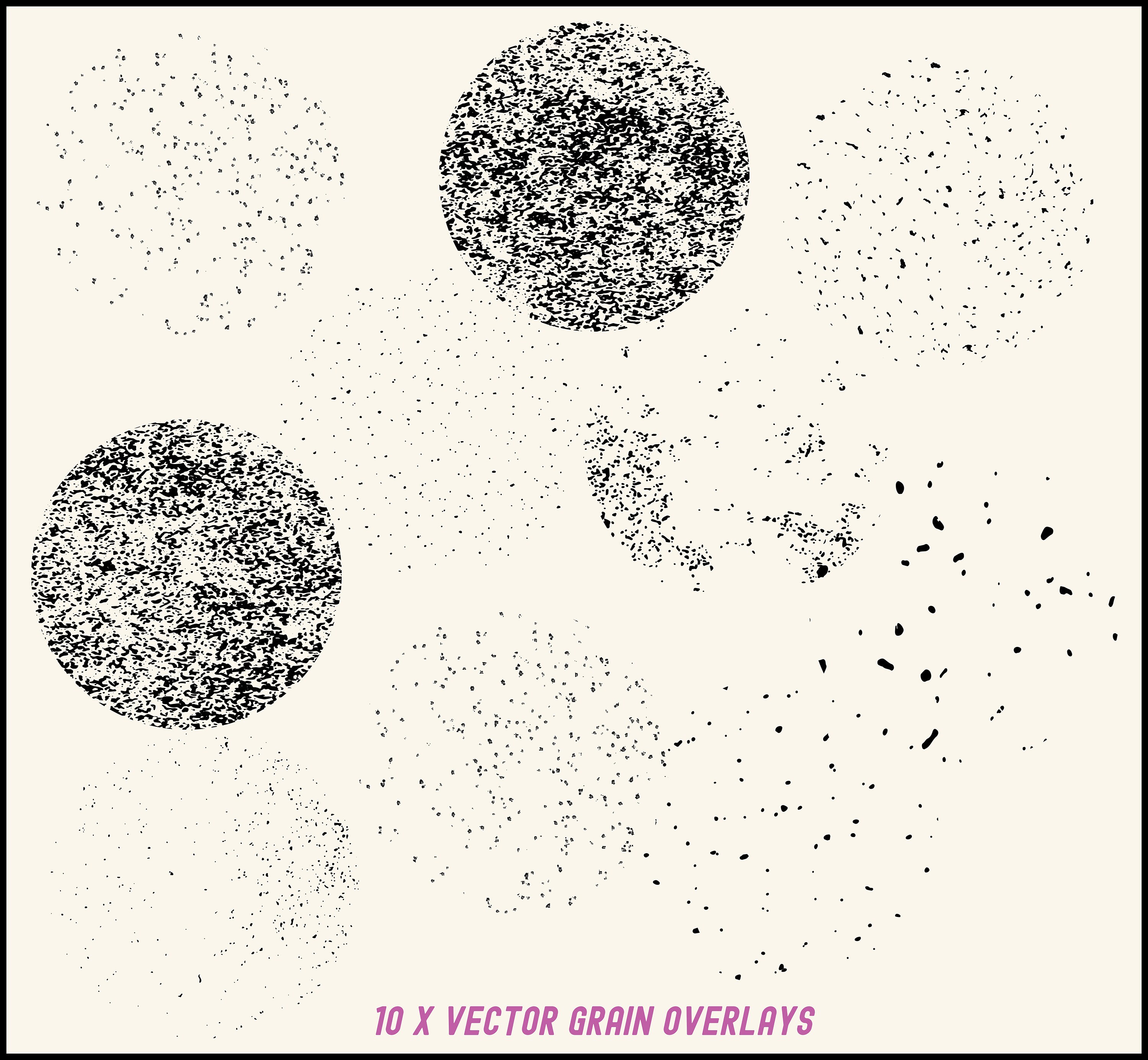 VECTOR GRAIN TEXTURE Overlay Pack, Black Grain + Grit Bundle X 10 ...