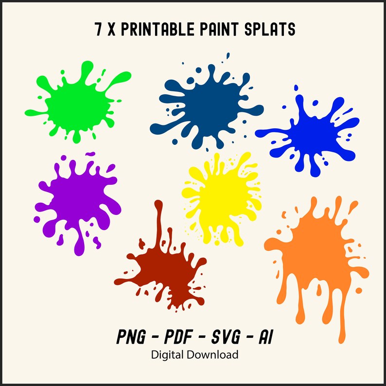Paint Splats Clip Art: Raster & Vector Files (digital Download) - Etsy