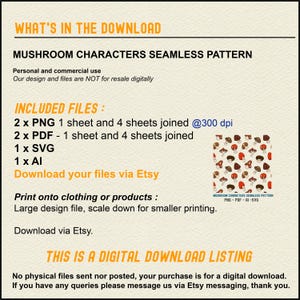 SEAMLESS REPEAT PATTERN Cartoon Mushroom Characters Png, Pdf, Svg, Ai ...