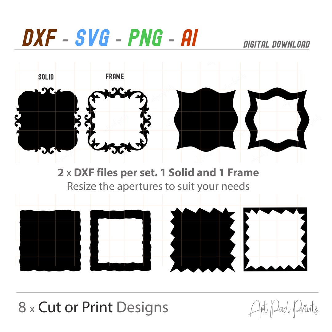 FRAMES CUT Files BUNDLE Dxf, Ai, Svg, Png. Laser Cuttingh or Print ...