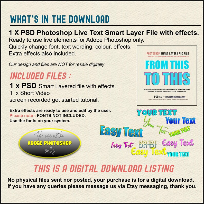 Photoshop Text Effects PSD Template: Smart Layer, Editable (digital ...