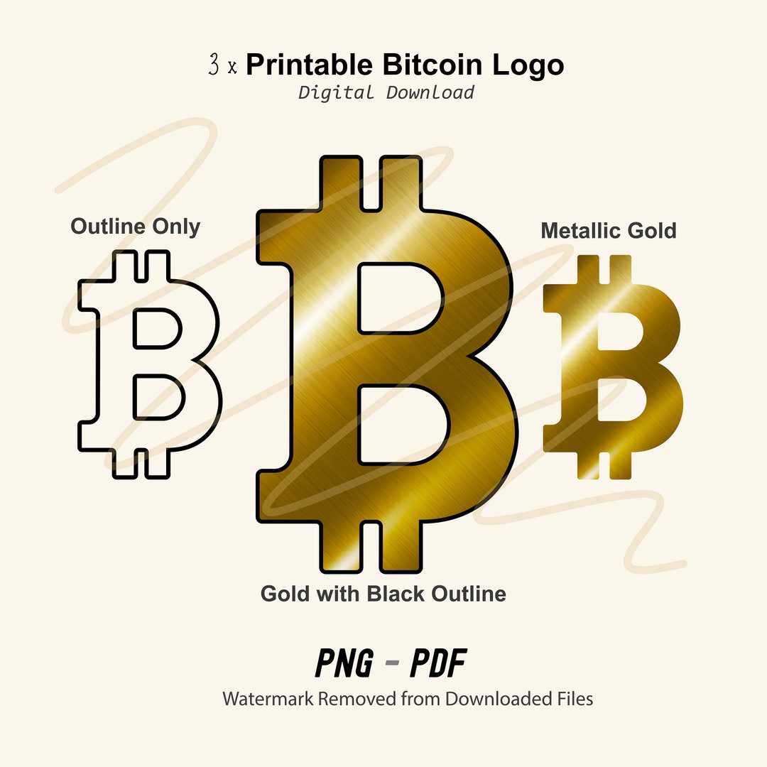 BITCOIN LOGO SYMBOL Printable X 3 Png Pdf. Bitcoin Crypto Logo Metallic ...