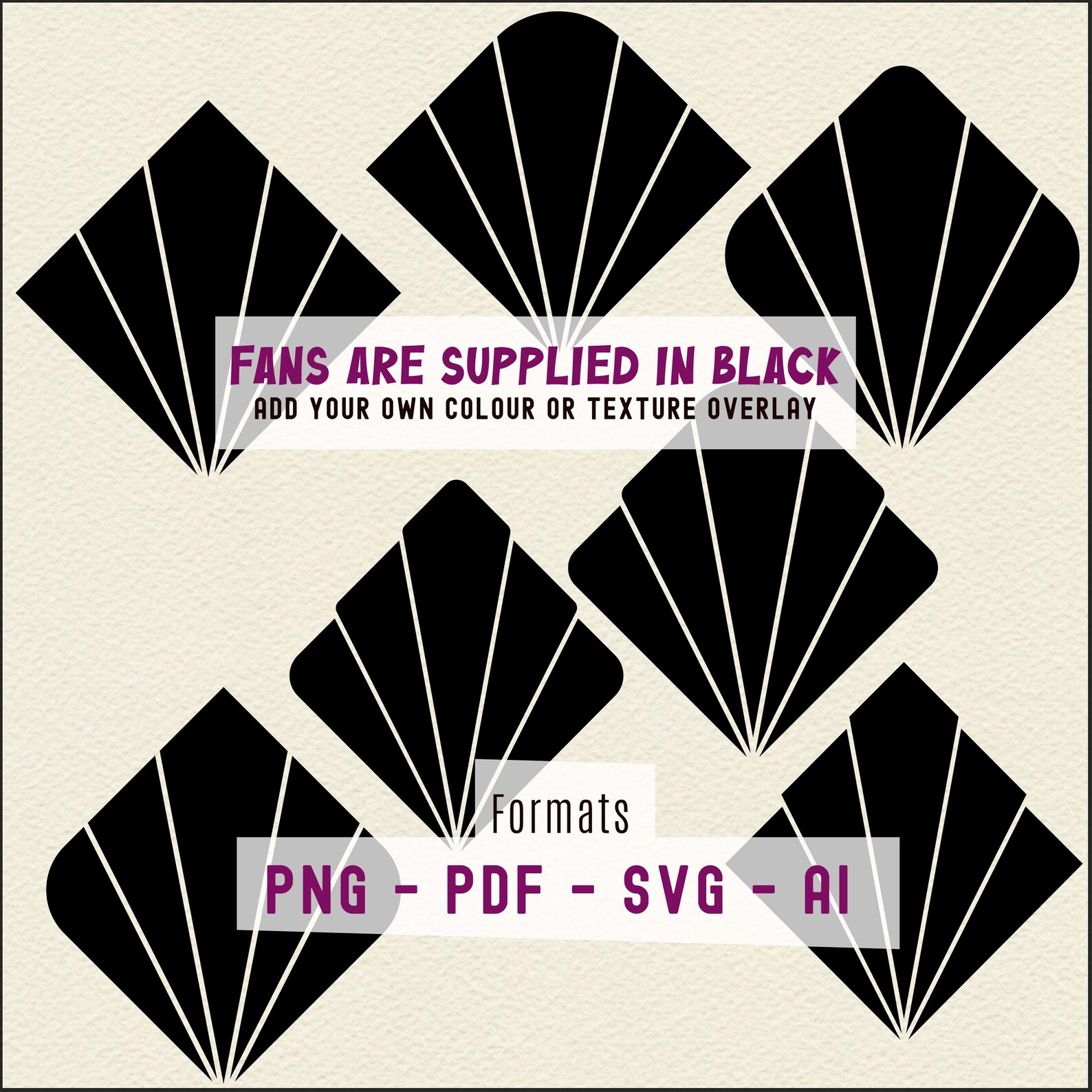 ART DECO Diamond FANS Svg + Png Decorative Fan Outlines + Solid Shapes ...