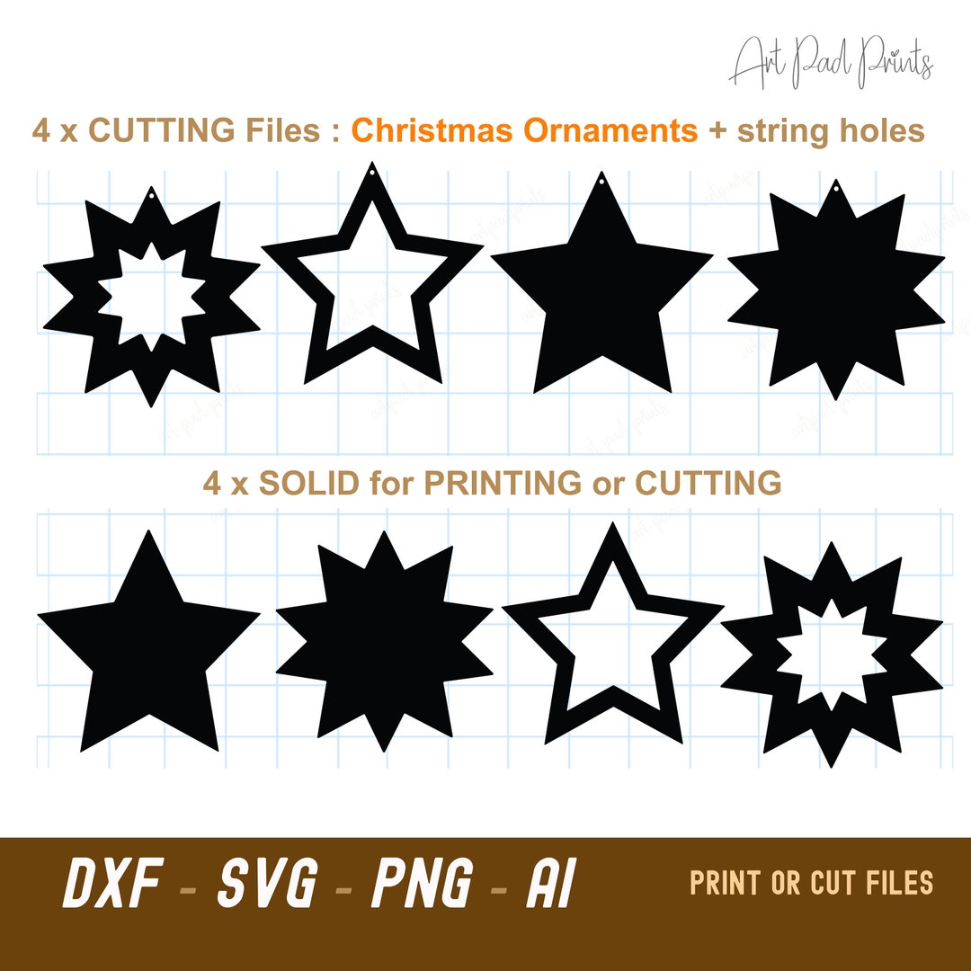 STARS DECORATION Laser Cutting Machine or Print Files With Dxf, Ai, Svg ...