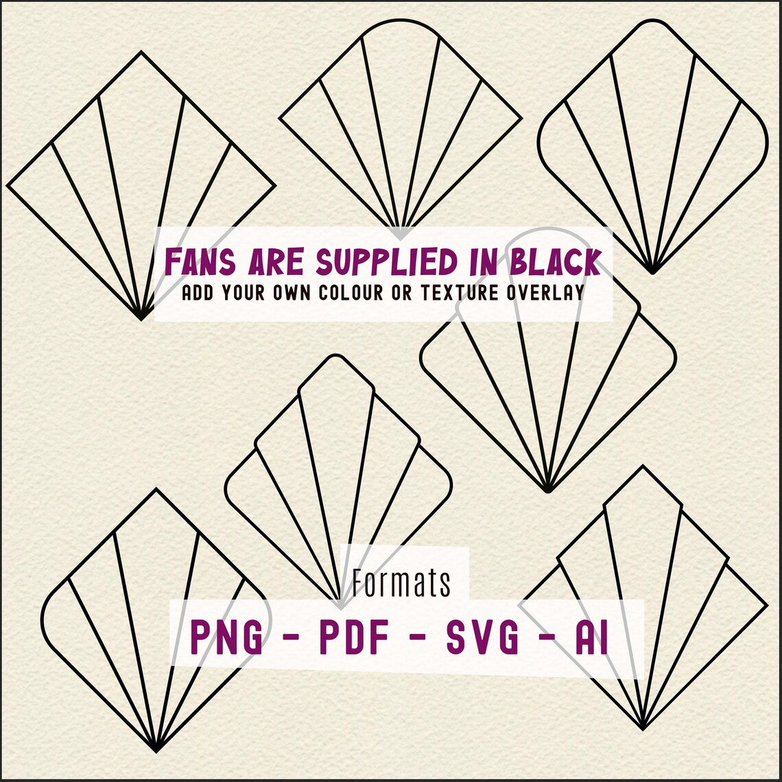 ART DECO Diamond FANS Svg + Png Decorative Fan Outlines + Solid Shapes ...