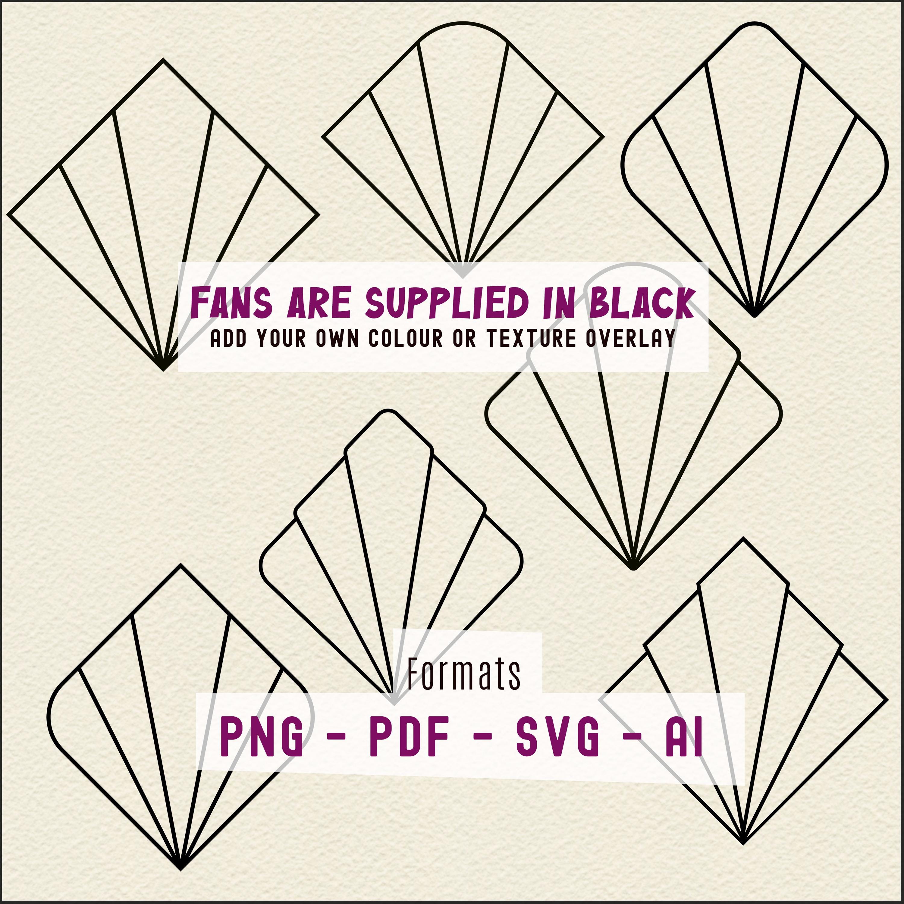 ART DECO Diamond FANS Svg + Png Decorative Fan Outlines + Solid Shapes ...