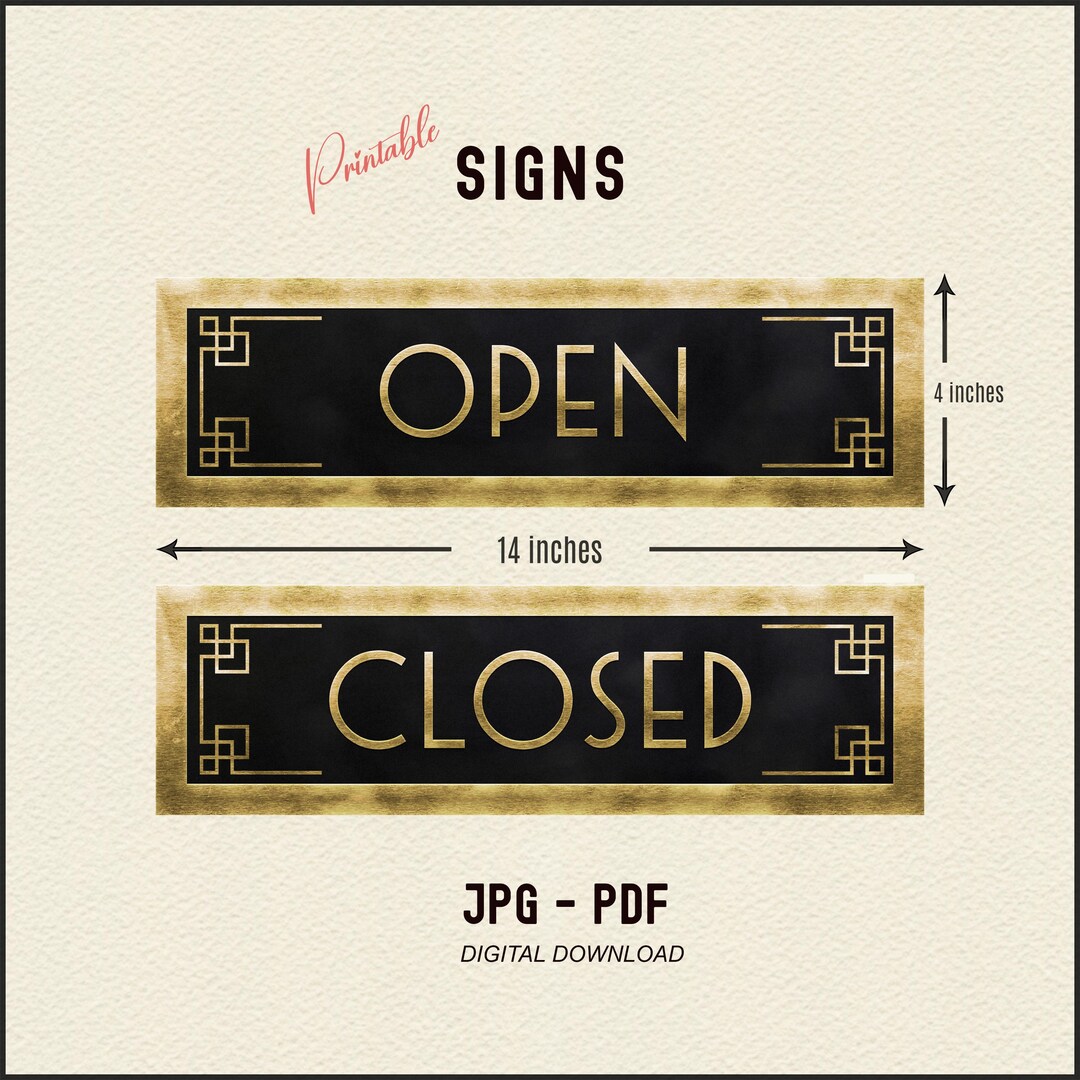 OPEN CLOSED Printable SIGNS in Vintage Used Style for Shop, Business ...