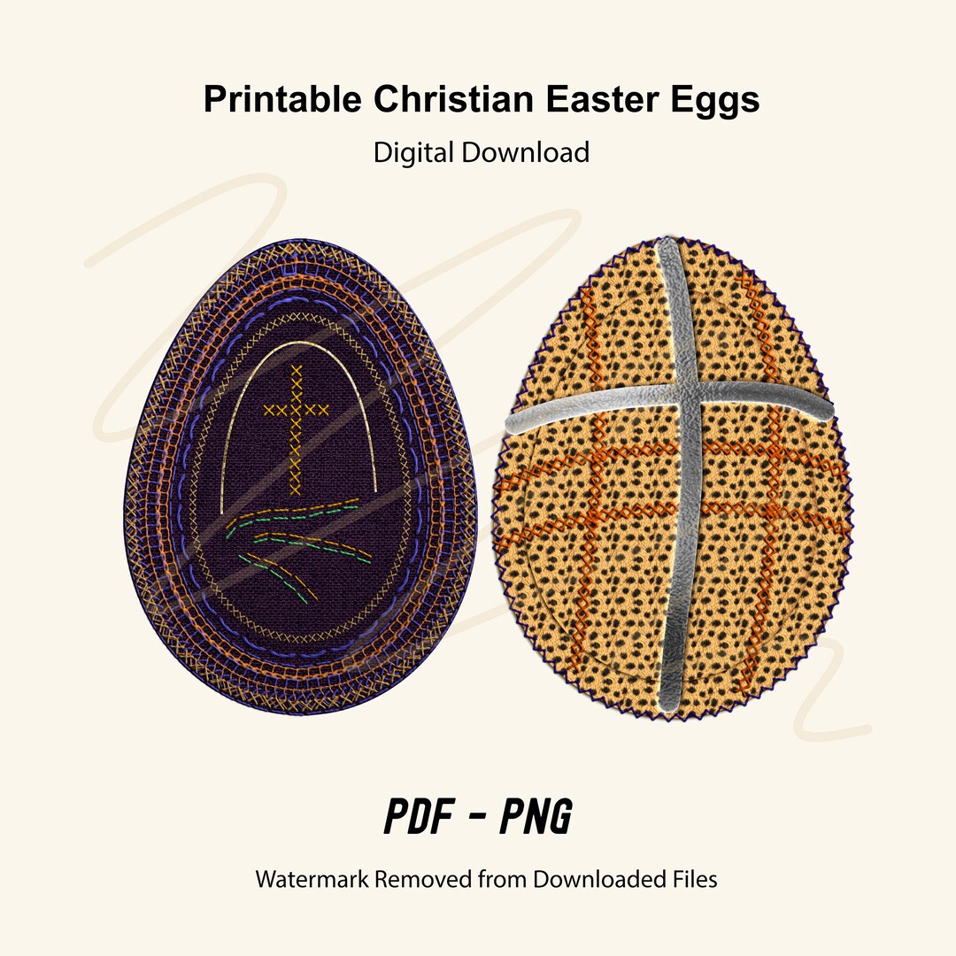 CHRISTIAN EASTER EGGS X 2 Printable Png Pdf With Christian Crosses ...