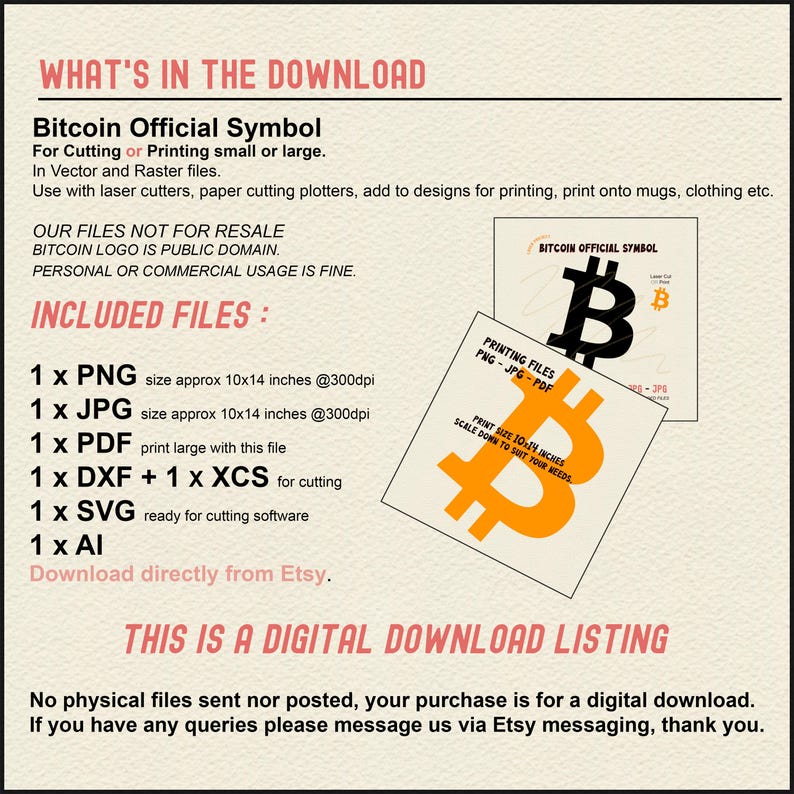 BITCOIN Official SYMBOL Laser Cut or Print, Dxf, Xcs, Ai, Svg, Png ...